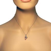 China 925 Sterling Silver 3D Enamel Two Dolphins Couple Charm Pendant Necklace for sale