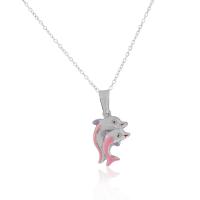 China 925 Sterling Silver 3D Enamel Two Dolphins Couple Charm Pendant Necklace for sale