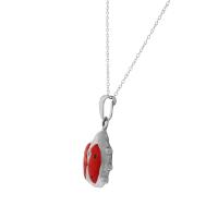 China 925 Sterling Silver 3D Red Enamel Ladybug Charm Pendant Necklace for sale