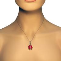 China 925 Sterling Silver 3D Red Enamel Ladybug Charm Pendant Necklace for sale