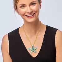 China Cultured Pearl Multicolored Enamel Blue Topaz Sea Life Pendant Necklace with Diamond Accents for sale