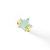 China Italian Blue Enamel Starfish Hoop Earrings in 14kt Yellow Gold. 1 1/4 for sale