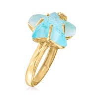 China Italian Tagliamonte 16mm Blue Venetian Glass Starfish Ring in 18kt Gold Over Sterling for sale