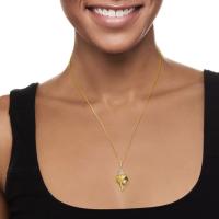 China 6mm Cultured Pearl White Topaz Seashell Pendant Necklace in 18kt Gold Over Sterling for sale