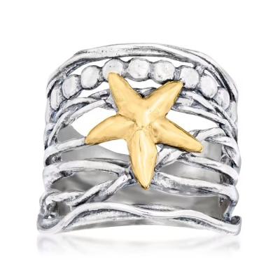 China Sterling Silver and 14kt Yellow Gold Multi-Row Starfish Ring for sale