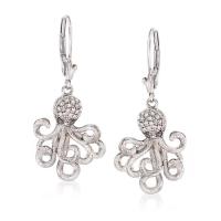 China Hawaiian Jewelry CZ Octopus Drop Earrings in Sterling Silver for sale