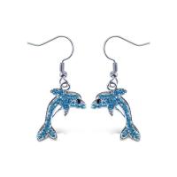 China 14k Yellow Gold Dolphin Hoop Earrings Ear Hoops Set Animal Sea Life Fine Jewelry For Women Gifts For Her for sale