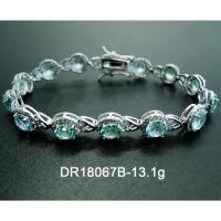 China CZ Jewelry 925 Sterling Silver Pear Cut Green Spinel Teardrop Tennis Bracelet for sale