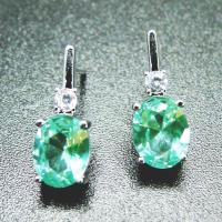 China Oval Cut Green Spinel Jewelry Silver Engagement Earring for Women for sale