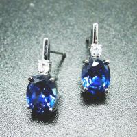 China Oval Cut Green Spinel Jewelry Silver Engagement Earring for Women for sale