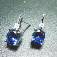 China Oval Cut Green Spinel Jewelry Silver Engagement Earring for Women for sale