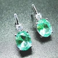 China Oval Cut Green Spinel Jewelry Silver Engagement Earring for Women for sale