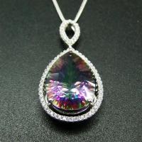 China Women's Jewelry Pear Cutting Green Spinel Round White Cubic Zirconia 925 Sterling Silver Fine Jewelry for sale