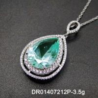 China Women's Jewelry Pear Cutting Green Spinel Round White Cubic Zirconia 925 Sterling Silver Fine Jewelry for sale