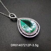 China Women's Jewelry Pear Cutting Green Spinel Round White Cubic Zirconia 925 Sterling Silver Fine Jewelry for sale