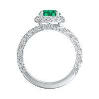 China Halo Jewelry Round Cut Wedding Rings Lab Created Green Emerald Engagement Ring for sale