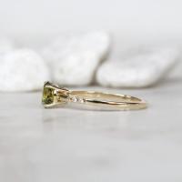 China Delicate Dainty Women Jewelry  CZ Accents Round Green Sapphire S925 Gold Plated Engagement Promise Ring for sale