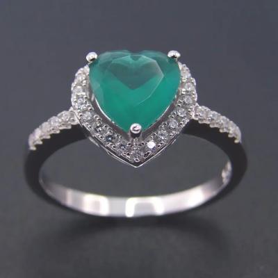 China Hot Sale 925 Sterling Silver Heart Shaped Green Zircon Jewelry Sets for Fashion Woman Gift for sale