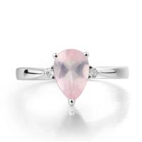 China Sterling Silver Green Spinel Ring Fashionable Pear Shape Solitaire Wedding Engagement Ring for sale