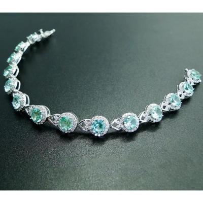 China 925 Sterling Silver Elegant Women Bracelet Pave Setting Green Spinel Bangle for sale