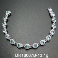 China 925 Sterling Silver Elegant Women Bracelet Pave Setting Green Spinel Bangle for sale