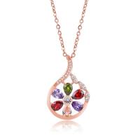 China 925 Sterling Silver Colorful CZ Jewelry Multi color CZ Flower Pendant for sale
