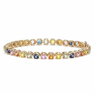 China New design 925 Sterling Silver Oval Multi Color Cubic Zirconia CZ Fashion Tennis Bracelet for Women for sale