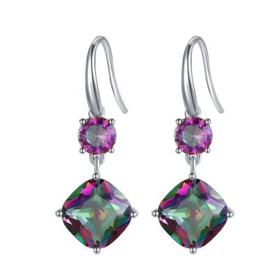 China 925 Sterling Silver Mystery Hook Drop Jewelry Rainbow Mystic Topaz Earrings for sale