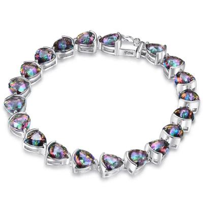 China Wholesale 925 Sterling Silver Trillion Cut Mystic Topaz Tennnis Bracelet for sale