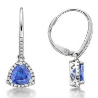 China 925 Sterling Silver Solitaire Blue Tanzanite Earrings Jewelry CZ Tiny Classic Trillion Cut Tanzanite Stud Earrings for sale