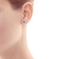 China 925 Sterling Silver Solitaire Blue Tanzanite Earrings Jewelry CZ Tiny Classic Trillion Cut Tanzanite Stud Earrings for sale
