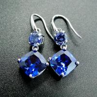 China 925 Sterling Silver Blue Color Tanzanite Stone Jewelry Double Pear Shaped Earrings for sale