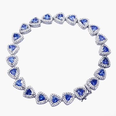 China Fashion Jewelry 925 Sterling Silver Trillion Cut Tanzanite Tennis Bracelet for sale