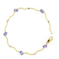 China 925 Sterling Silver Yellow Gold Plated Oval Cut Tanzanite Bracelet for sale
