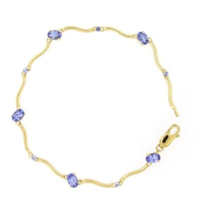 China 925 Sterling Silver Yellow Gold Plated Oval Cut Tanzanite Bracelet for sale