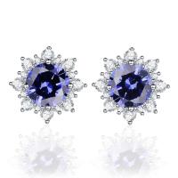 China Solid 925 Sterling Silver Created Tanzanite CZ Christmas Jewelry Stud Earrings For Women for sale