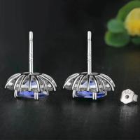 China Solid 925 Sterling Silver Created Tanzanite CZ Christmas Jewelry Stud Earrings For Women for sale