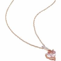 China New Design Rose Gold Plated Morganite Stones Women Gift Wedding Pendant Necklace for sale