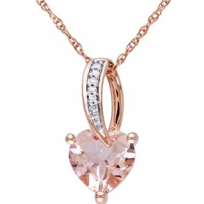 China New Design Rose Gold Plated Morganite Stones Women Gift Wedding Pendant Necklace for sale