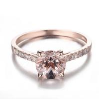 China Wholesale Factory 925 Sterling Silver Jewelry Rose Gold Morganite Ring Round Cut Pink Morganite Engagement Ring for sale