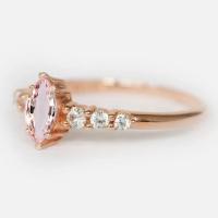 China Engagement Minimalist Design Marquise Cut Pink Morganite S925 Silver Women Jewelry Ring for sale