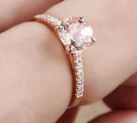 China Wholesale Factory 925 Sterling Silver Jewelry Rose Gold Morganite Ring Round Cut Pink Morganite Engagement Ring for sale