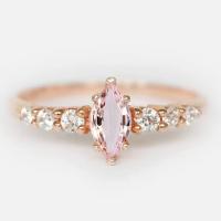 China Engagement Minimalist Design Marquise Cut Pink Morganite S925 Silver Women Jewelry Ring for sale