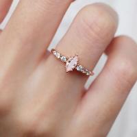China Engagement Minimalist Design Marquise Cut Pink Morganite S925 Silver Women Jewelry Ring for sale