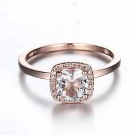 China 925 Sterling Silver Round Shape Rose Gold Platedt Morganite Cuff Earrings for sale