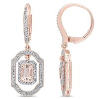 China 925 Sterling Silver Round Shape Rose Gold Platedt Morganite Cuff Earrings for sale
