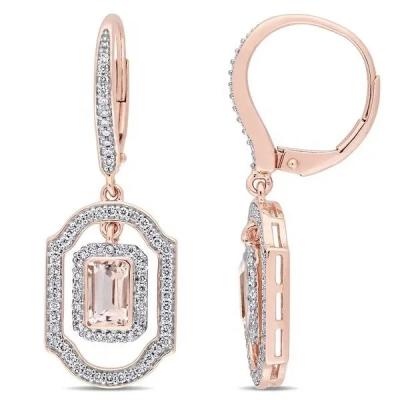 China 925 Sterling Silver Rose Gold Plated Morganite Flower Stud Earrings for sale