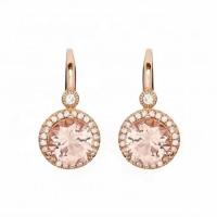 China 925 Sterling Silver Round Shape Rose Gold Platedt Morganite Cuff Earrings for sale