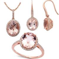 China 925 Sterling Silver Round Shape Rose Gold Platedt Morganite Cuff Earrings for sale