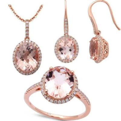 China 925 Sterling Silver Round Shape Rose Gold Platedt Morganite Cuff Earrings for sale